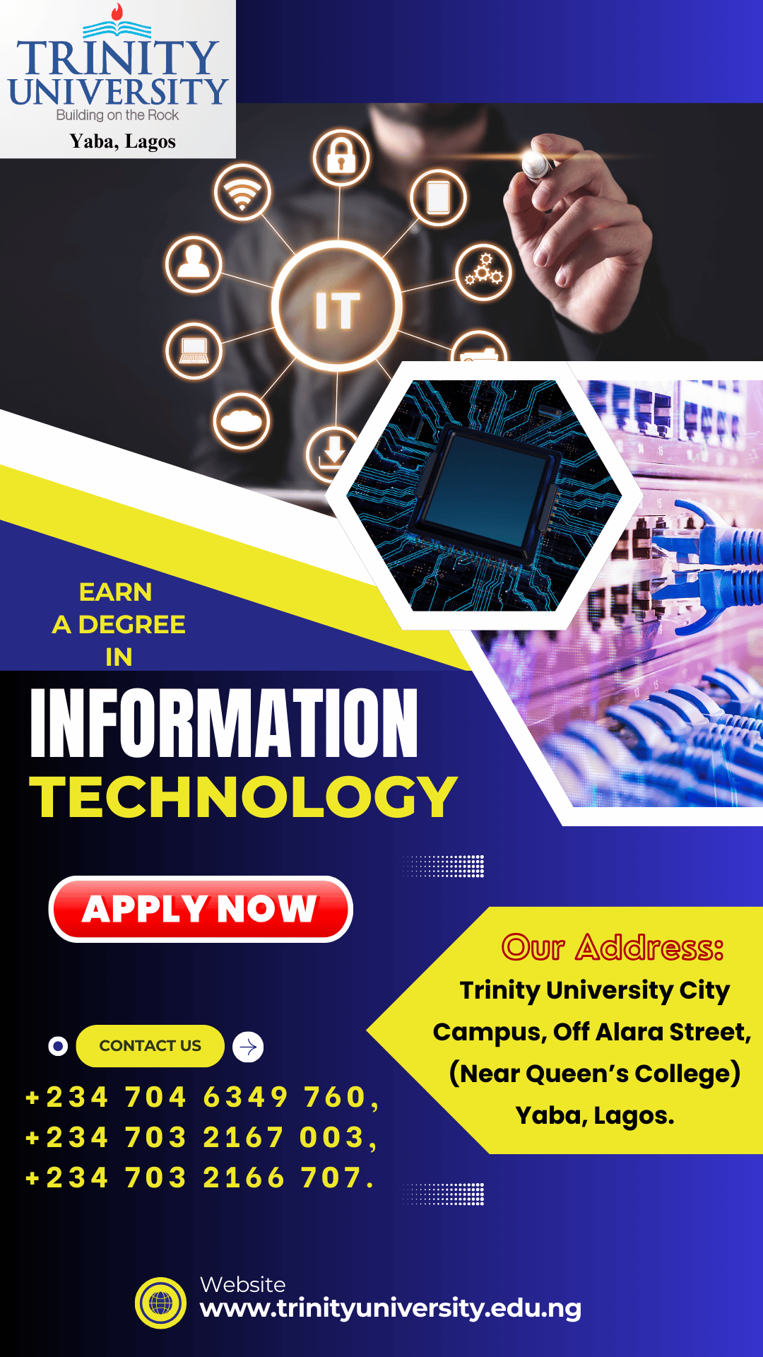 Earn B.Sc in Information Technology at Trinity University, Yaba, Lagos ...