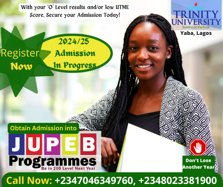 2024/25 Trinity University JUPEB Application – Trinity University Website